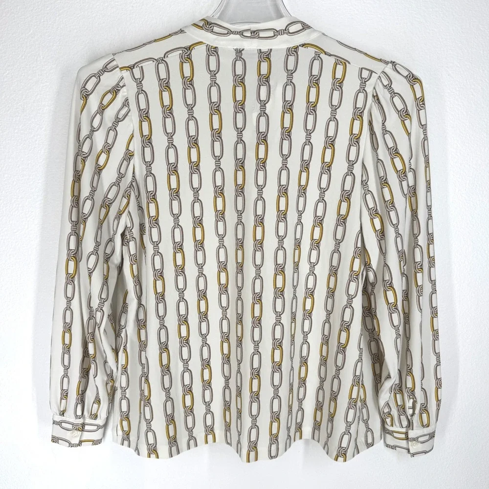Ann Taylor | Tops | Ann Taylor Equestrian Chain Link Tie Neck Top Small ...